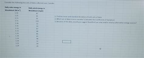 Solved Consider The Following Two Sets Of Data Collected Chegg