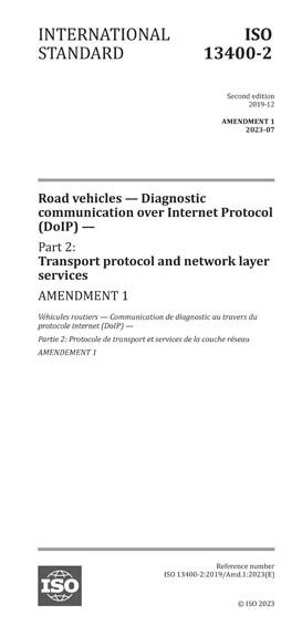 Iso 13400 2 2019 Amd1 2023 Amendment 1 Road Vehicles Diagnostic Communication Over