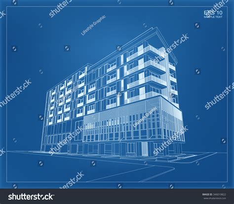 Abstract D Render Building Wireframe Vector Stock Vector Royalty Free Shutterstock