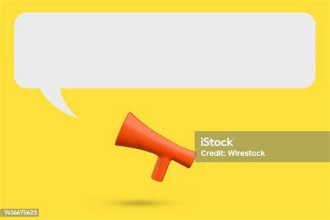 노란색 배경에 격리 된 메가폰으로 흰색 빈 음성 거품의 3d 렌더링 0명에 대한 스톡 사진 및 기타 이미지 0명 3차원 형태 개념 Istock
