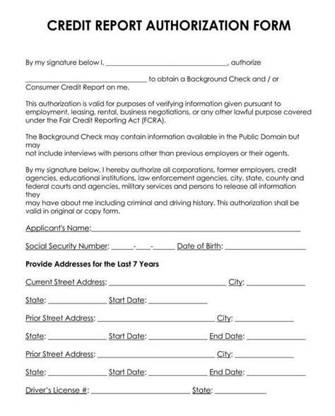 Free Credit Report Authorization Consent Form Pdf Word Eforms Form