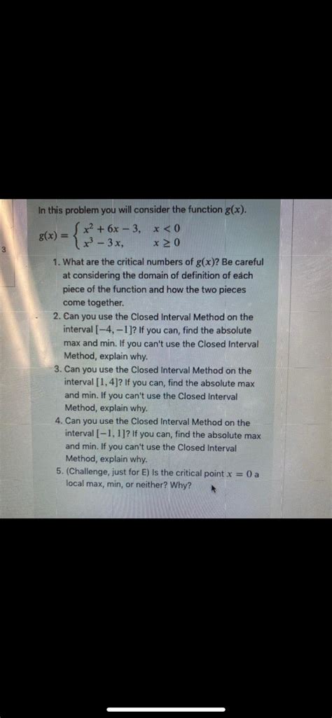 Solved In This Problem You Will Consider The Function G X Chegg Com