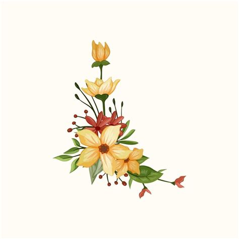 수채화 꽃 꽃다발 프리미엄 벡터