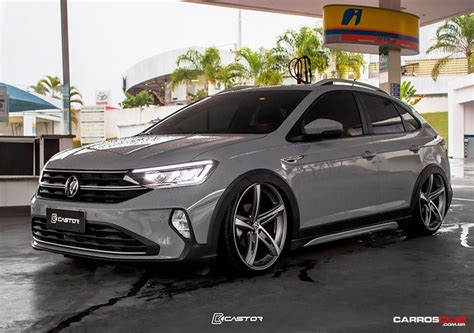 Vw Nivus 200tsi Cinza Moonstone Rebaixado Com Rodas Aro 20″ Fotos De