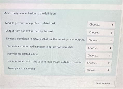 Solved Match The Type Of Cohesion To The Definition Module Chegg