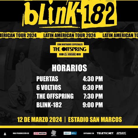 Blink 182 En Lima Puntos De Acceso Horario De Ingreso Y Setlist Oficial De Su Concierto En El