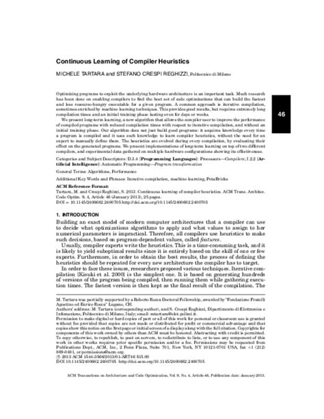 Pdf Continuous Learning Of Compiler Heuristics