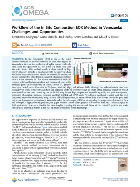 Workflow Of The In Situ Combustion Eor Method In V Pdf Enhanced Oil