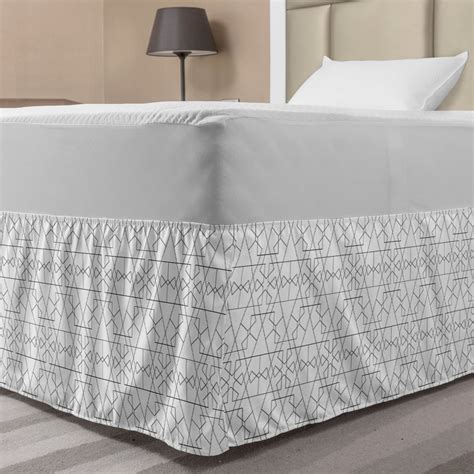Geometric Bed Skirt Continuous Pattern With Abstract Concave Shapes And Triangles Print