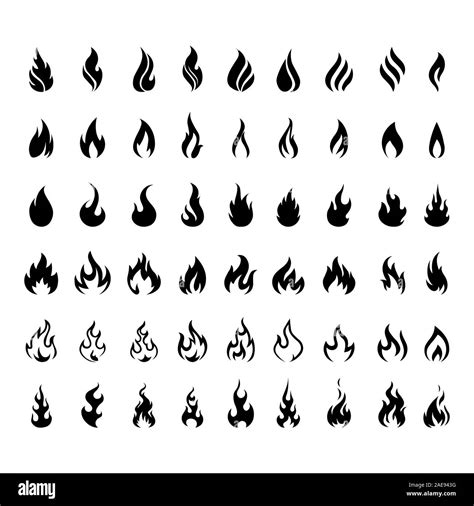 Vector Set Of Icons For Fire Flame Icons Flame Logo Fire Icon Stock Vector Image And Art Alamy