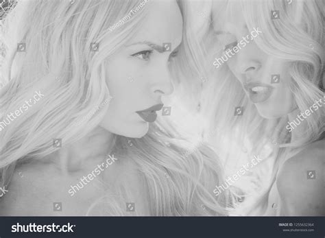 Twins Women Blonde Hair Sexy Red Stock Photo Shutterstock
