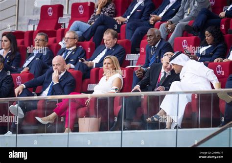 Doha Qatar 23rd Nov 2022 Inneministerin Nancy Faeser Trägt In Katar One Love Binde Und Sitzt