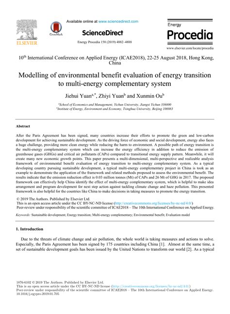 Pdf Modelling Of Environmental Benefit Evaluation Of Energy Transition To Multi Energy