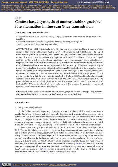 Pdf Context Based Synthesis Of Unmeasurable Signals Before