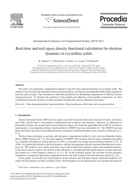 Pdf Real Time And Real Space Density Functional Calculation For Electron Dynamics In