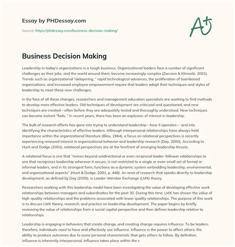 Business Decision Making