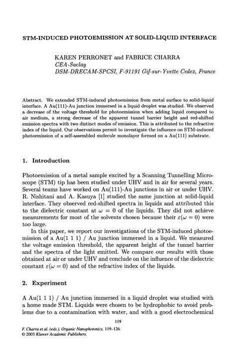 Pdf Stm Induced Light Emission Excitation And Time Resolved Spectroscopy