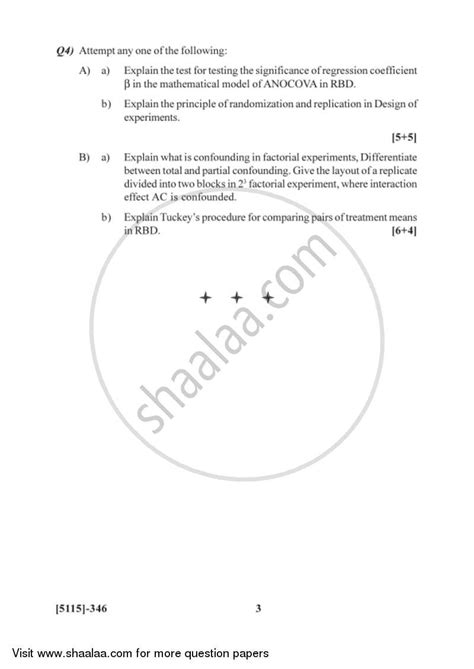Design Of Experiments 2016 2017 B Sc Statistics Semester 5 Tybsc 2013