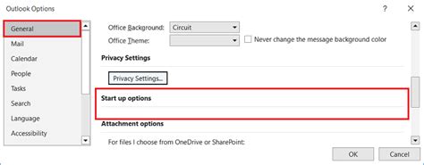 Outlook Startup Asks For Re Open Windows Options To Disable