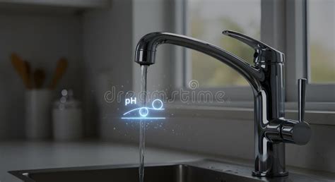 Water Ph Level Testing At Home With Faucet And Clean Water For Healthy Lifestyle And Water