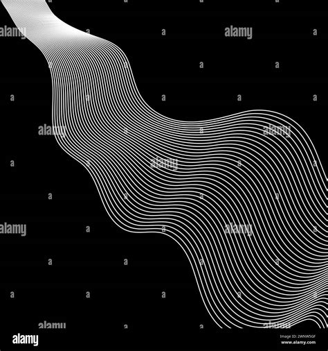 Abstract Linear Waves White On Black Optical Illusion Vector Abstract Background Stock Vector