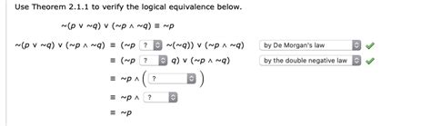 Solved Use Theorem 211 To Verify The Logical Equivalence