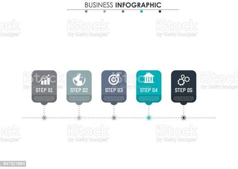 비즈니스 데이터 차트입니다 그래프 다이어그램 5 단계 전략 옵션 부품 또는 프로세스의 추상 요소 프레 젠 테이 션에 대 한 벡터