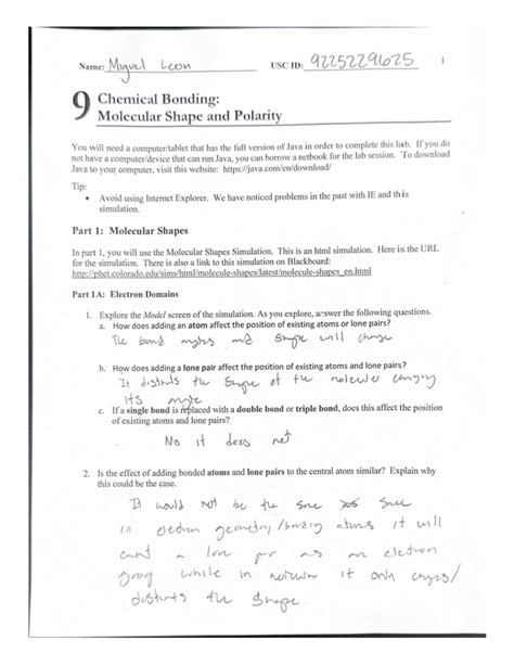 Experiment 9 Worksheet CHEM105aLg Studocu