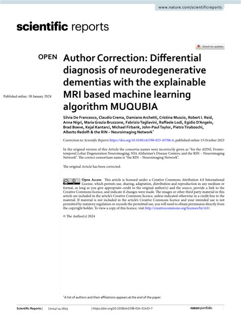 Pdf Author Correction Differential Diagnosis Of Neurodegenerative