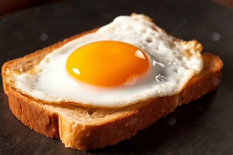 Premium Photo Closeup Of Fried Egg On Slice Of Bread Generative Ai