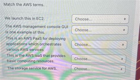 Solved Match The Aws Terms We Launch This In Ec2 The Aws