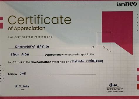 Dhanushya Sai G On Linkedin Coding Codeathon Dsa Professionalgrowth