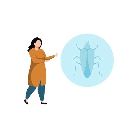 Premium Vector A Girl Is Doing An Experiment On Insects
