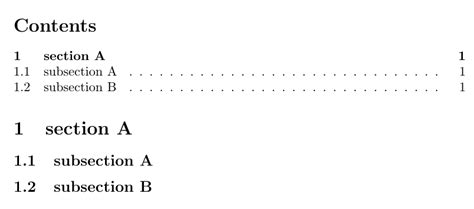 Sectioning How Can I Have Sections And Subsections Aligned In The Table Of Contents TeX