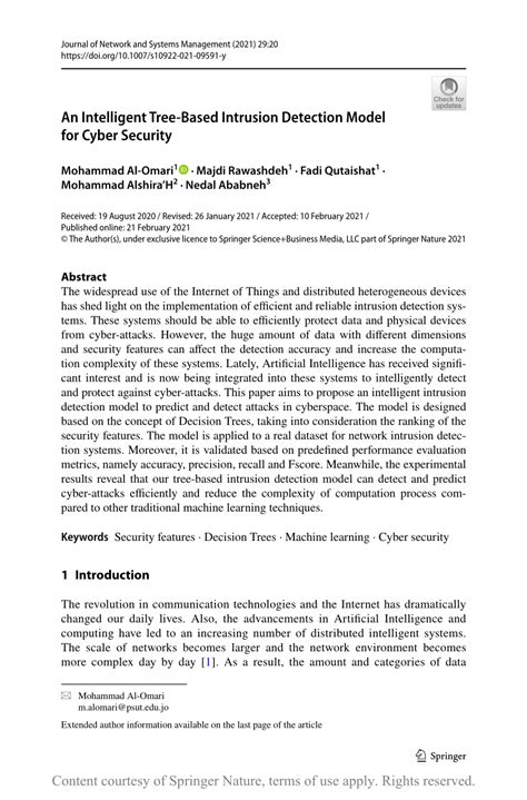 An Intelligent Tree Based Intrusion Detection Model For Cyber Security