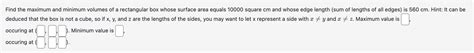 [solved] find the maximum and minimum volumes of a rectangu