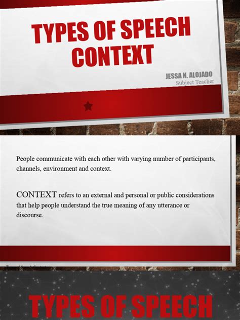 5 Types Of Speech Context Notes Pdf Communication Interpersonal Communication