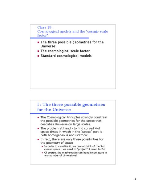 Cosmological Models And The Cosmic Scale Factor Slides Astr 121 Docsity
