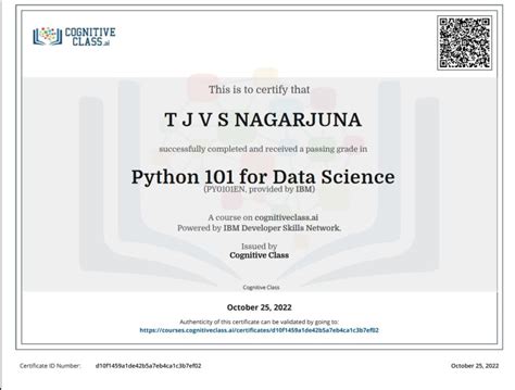 Completed And Received Certification In Python 101 For Data Science Provided By Ibm Developer