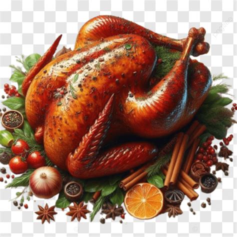 흰색으로 분리된 허브와 향신료를 곁들인 구운 칠면조 전체 통째로 구운 칠면조 허브와 향신료로 흰색에 고립 Png 일러스트 및 이미지 에 대한 무료 다운로드 Pngtree