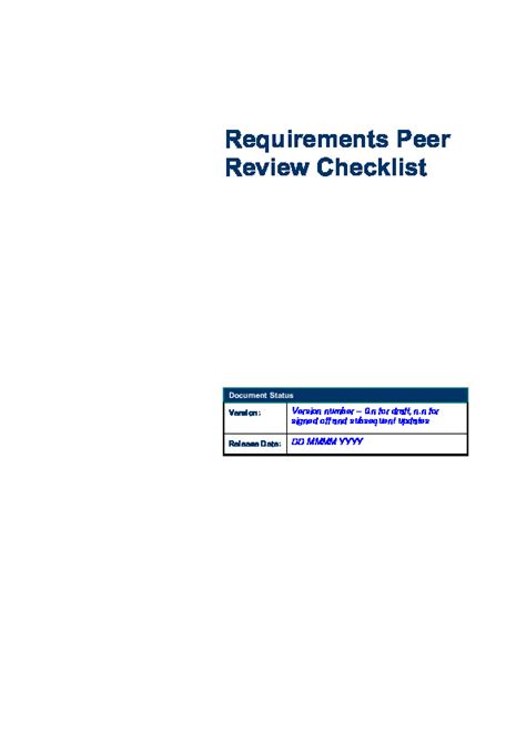 Requirements Peer Review Checklist Pdfcoffeecom