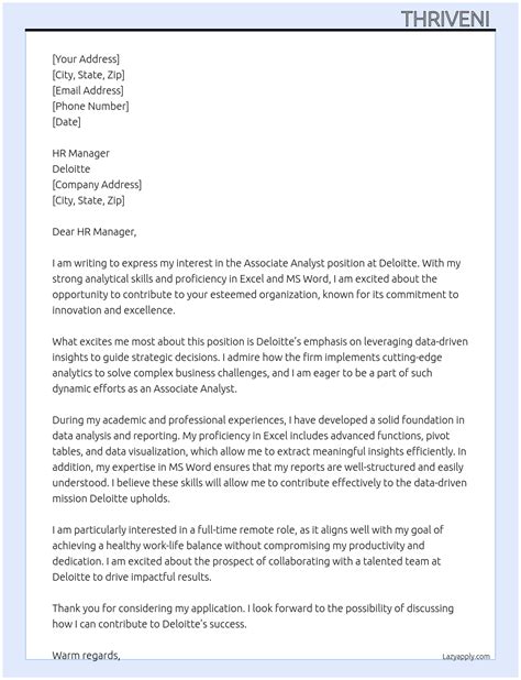 Cover Letter For Deloitte Lazyapply