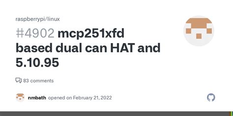 Mcp251xfd Based Dual Can Hat And 51095 · Issue 4902 · Raspberrypilinux · Github