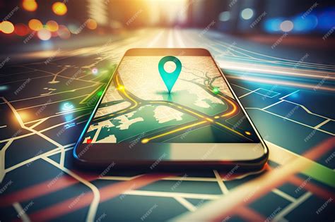 Premium Photo Point On Smartphone With Gps Navigator Icon And Map Ai Generative