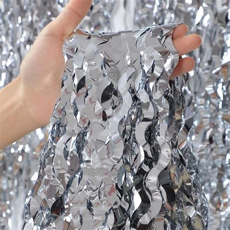 3 Pack Wave Silver Tinsel Curtain 33x66 Feet Foil Streamers