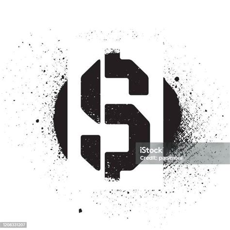 스텐실 달러 기호 비문 흰색 배경에 검은 색 그래피티 프린트 벡터 디자인 거리 예술 고무도장에 대한 스톡 벡터 아트 및 기타 이미지 고무도장 미국 화폐 단위 거리