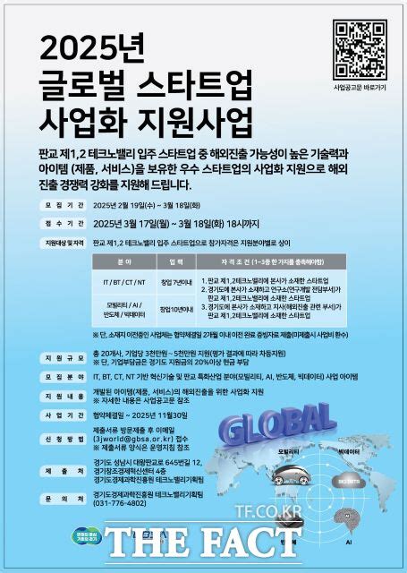 경과원 글로벌 스타트업 사업화 지원 참가 기업 모집기업당 최대 5000만 원 전국 기사 더팩트