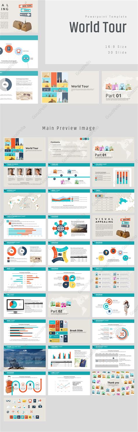 세계여행 파워포인트 와이드 템플릿 고퀄리티 프레젠테이션 템플릿 굿펠로
