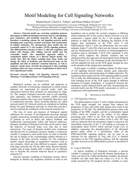 pdf motif modeling for cell signaling networks