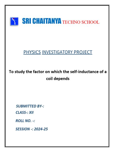 Self Inductance Xii Physics Investigatory Project Pdf Inductor Inductance